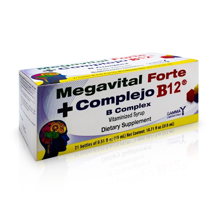 MEGAVITAL FORTE Jarabe Complejo B12 Vitaminado | 21 Botellas 0.51 fl oz ...