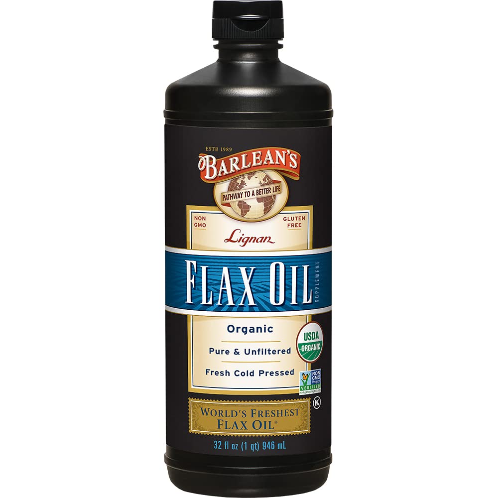 Aceite Orgánico de Linaza Barlean's | Omega-3 ALA 7,230 mg | 32 oz