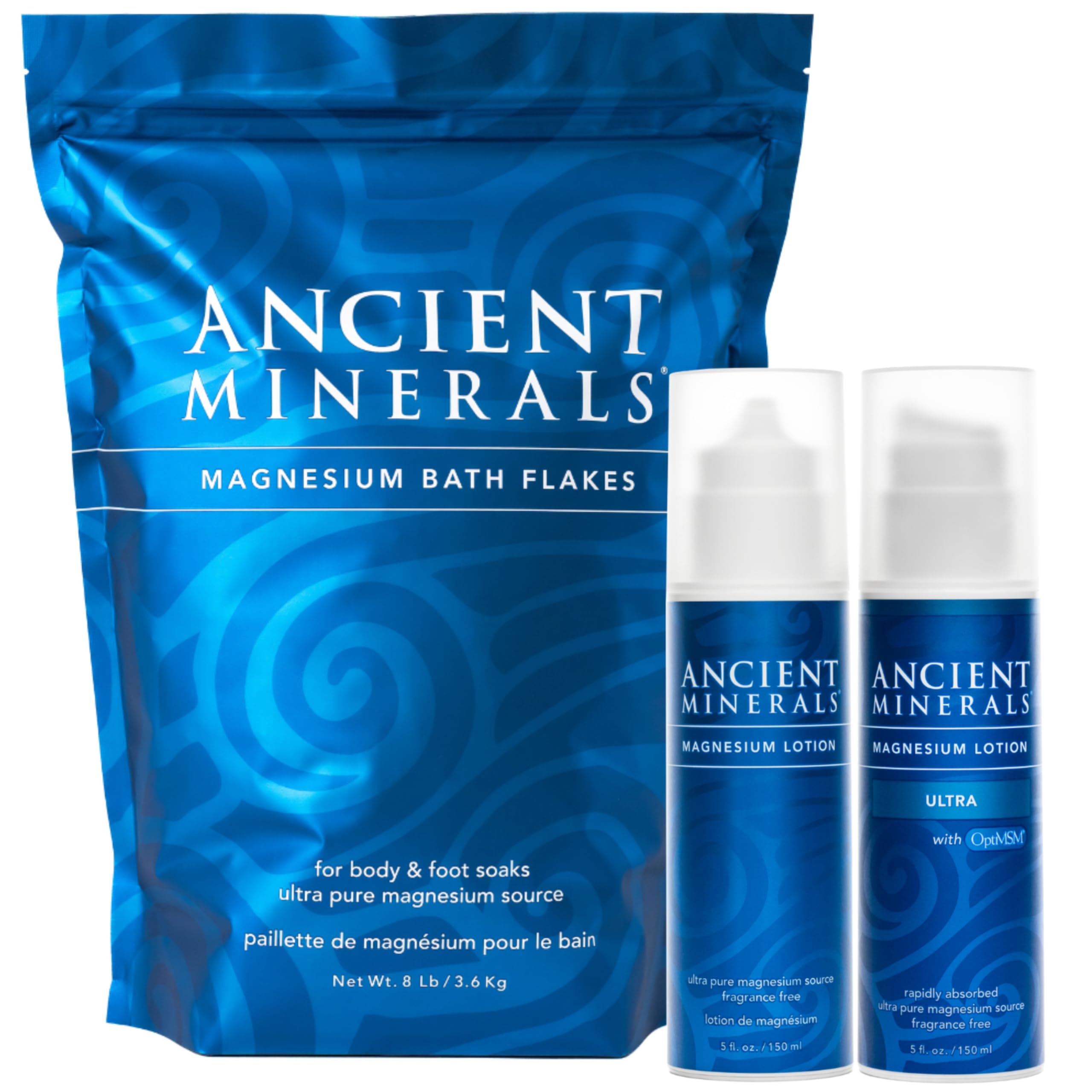 Ancient Minerals Magnesium Bath Flakes con MSM y loción Ultra