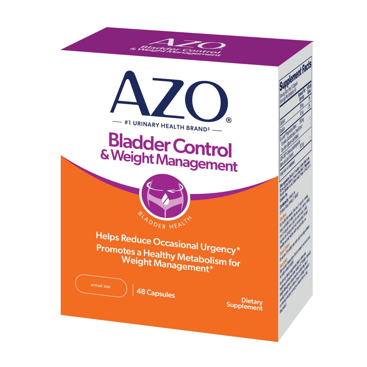 AZO Control de vejiga Go-Less y Peso 48 cápsulas