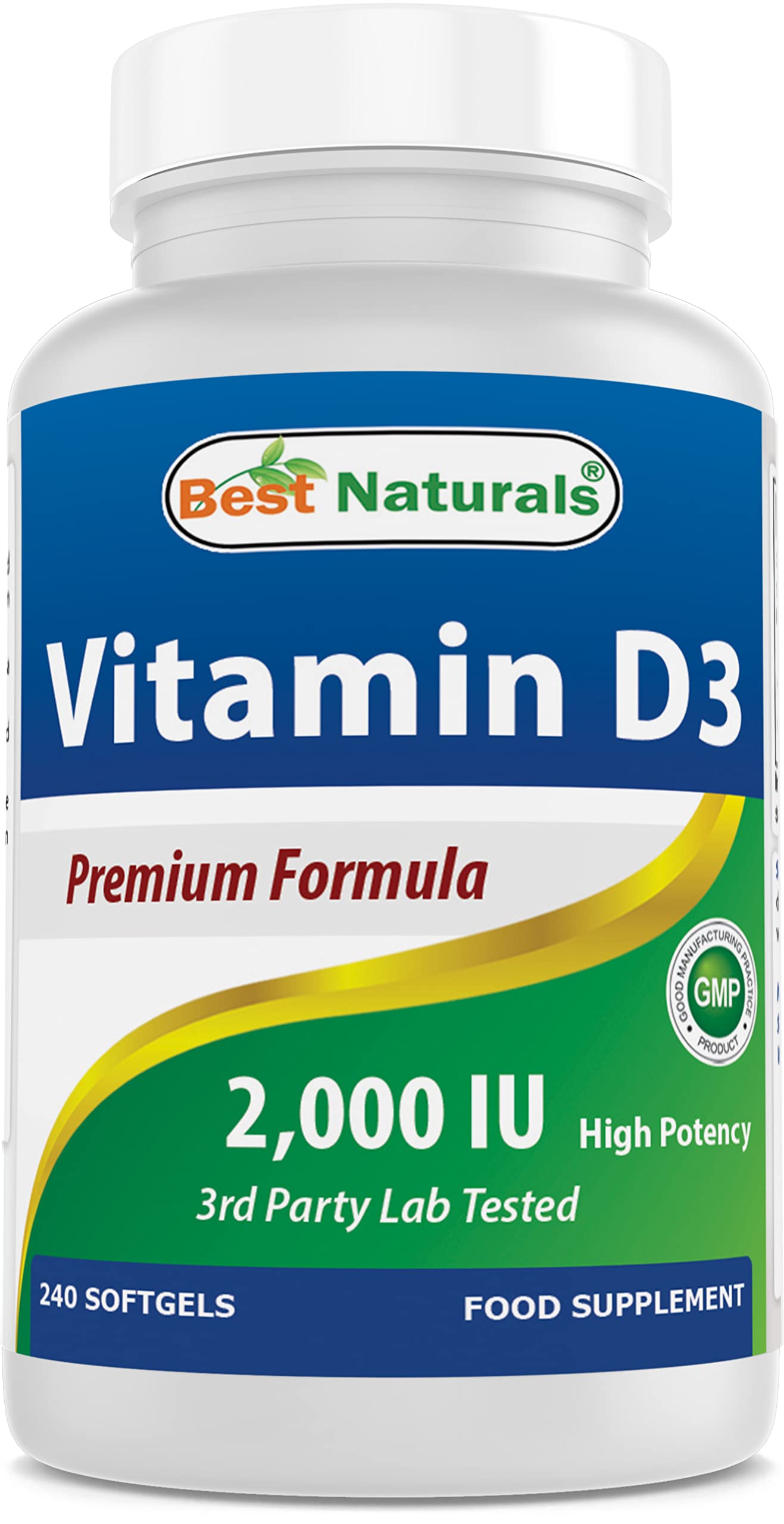 Best Naturals vitamina D3 2000 UI 240 cápsulas blandas calidad USA