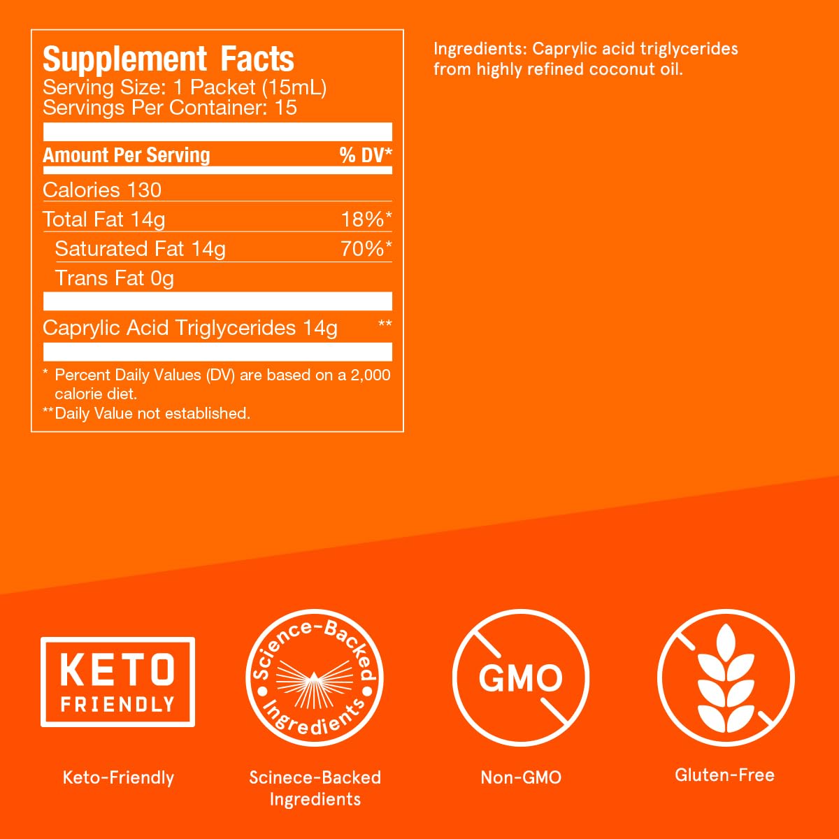 Bulletproof Brain Octane C8 MCT Oil sobres 0.5 fl oz