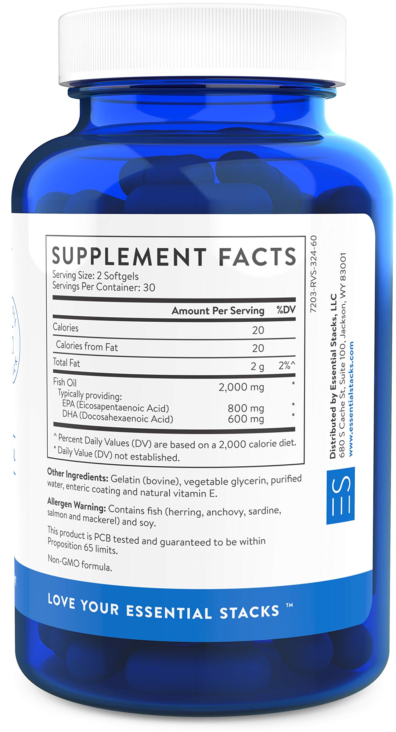 Essential Stacks | Omega 3 Smart Aceite de Pescado 1400mg EPA DHA 60 ...
