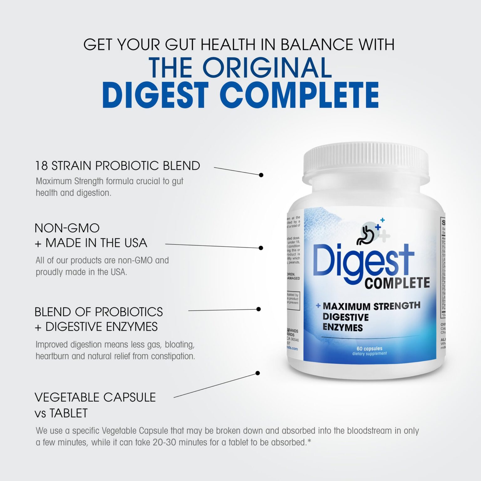 Digest Complete 2-in-1 Probióticos y Enzimas Digestivas