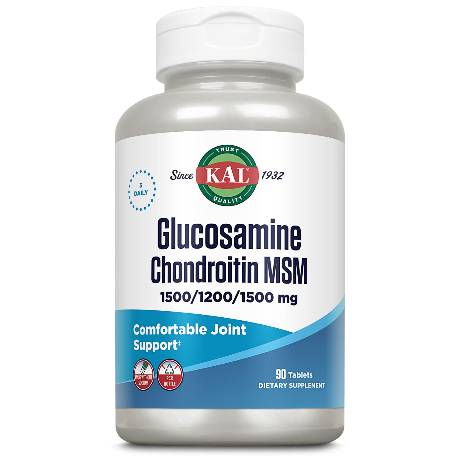 KAL Glucosamina Condroitina MSM tabletas 90 presentación