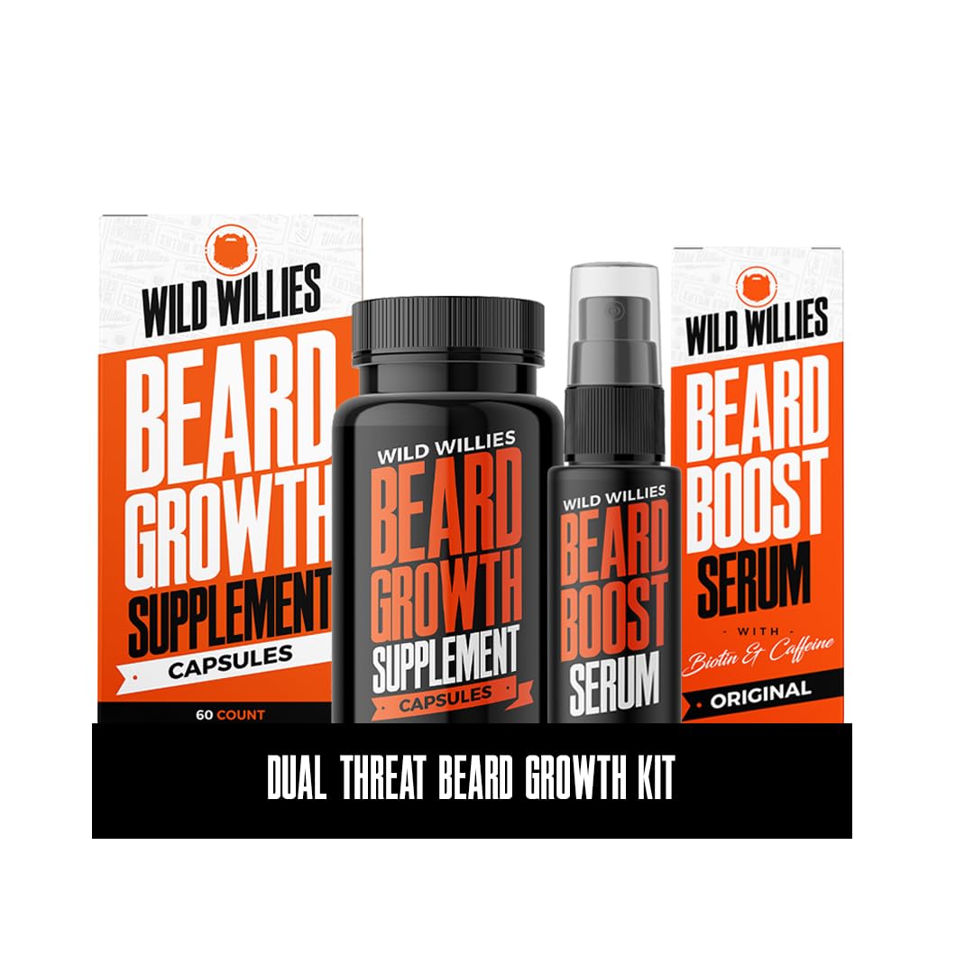 Wild Willies Kit para Crecimiento de Barba con Cápsulas y Suero Natural