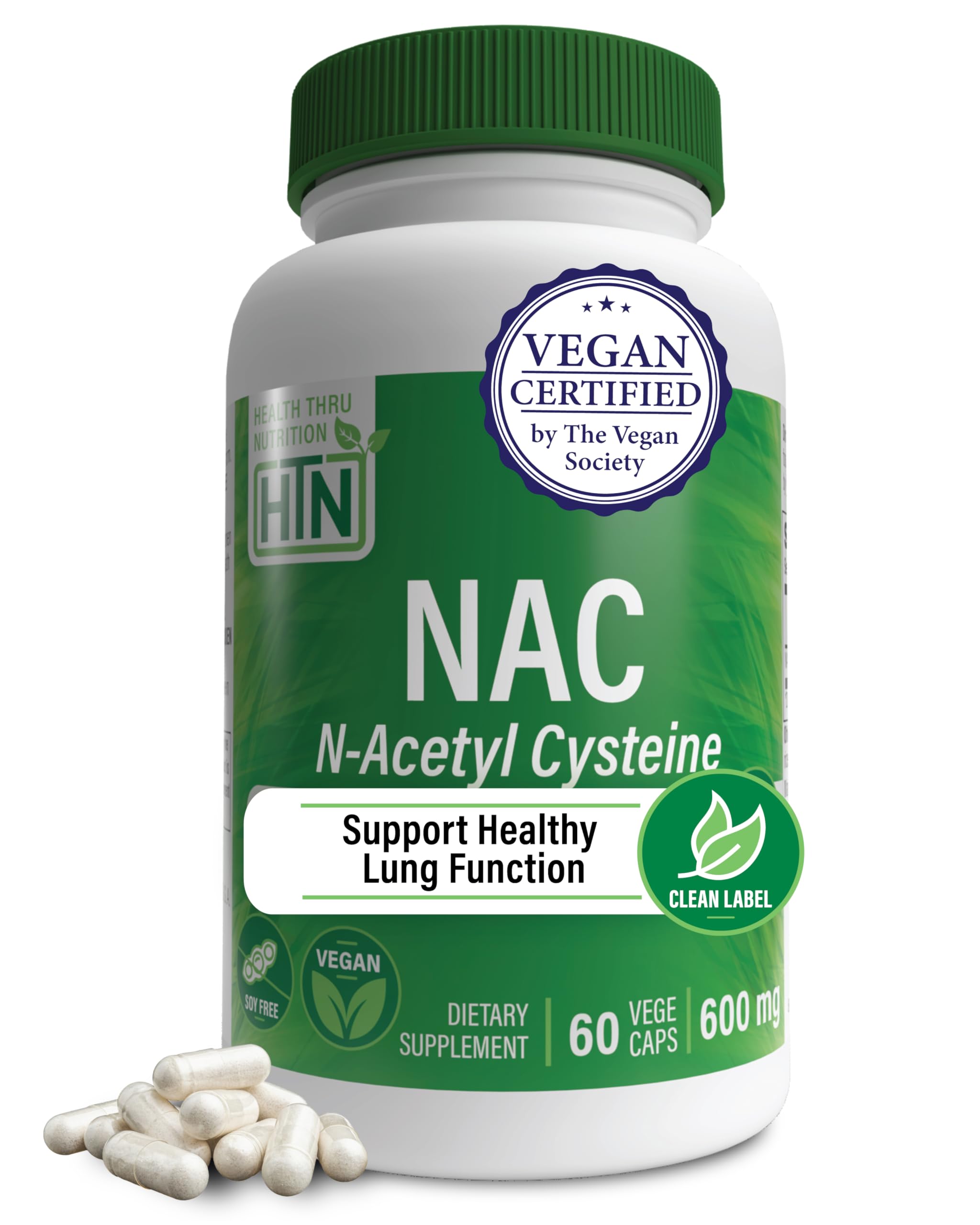 Health Thru Nutrition NAC 600mg cápsulas veganas para salud celular