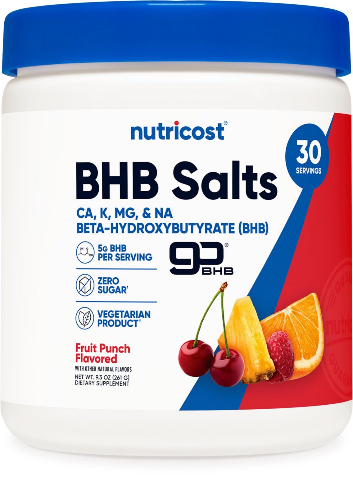 Nutricost BHB Salts Drink Mix 30 porciones sabor Fruit Punch