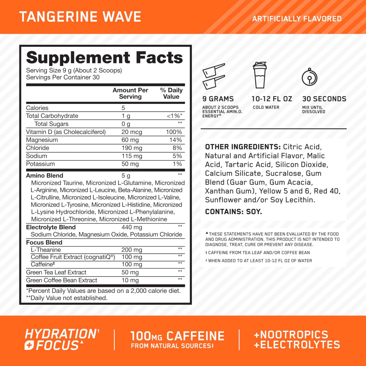 Amino Energy Optimum Nutrition Tangerine Wave 30 porciones