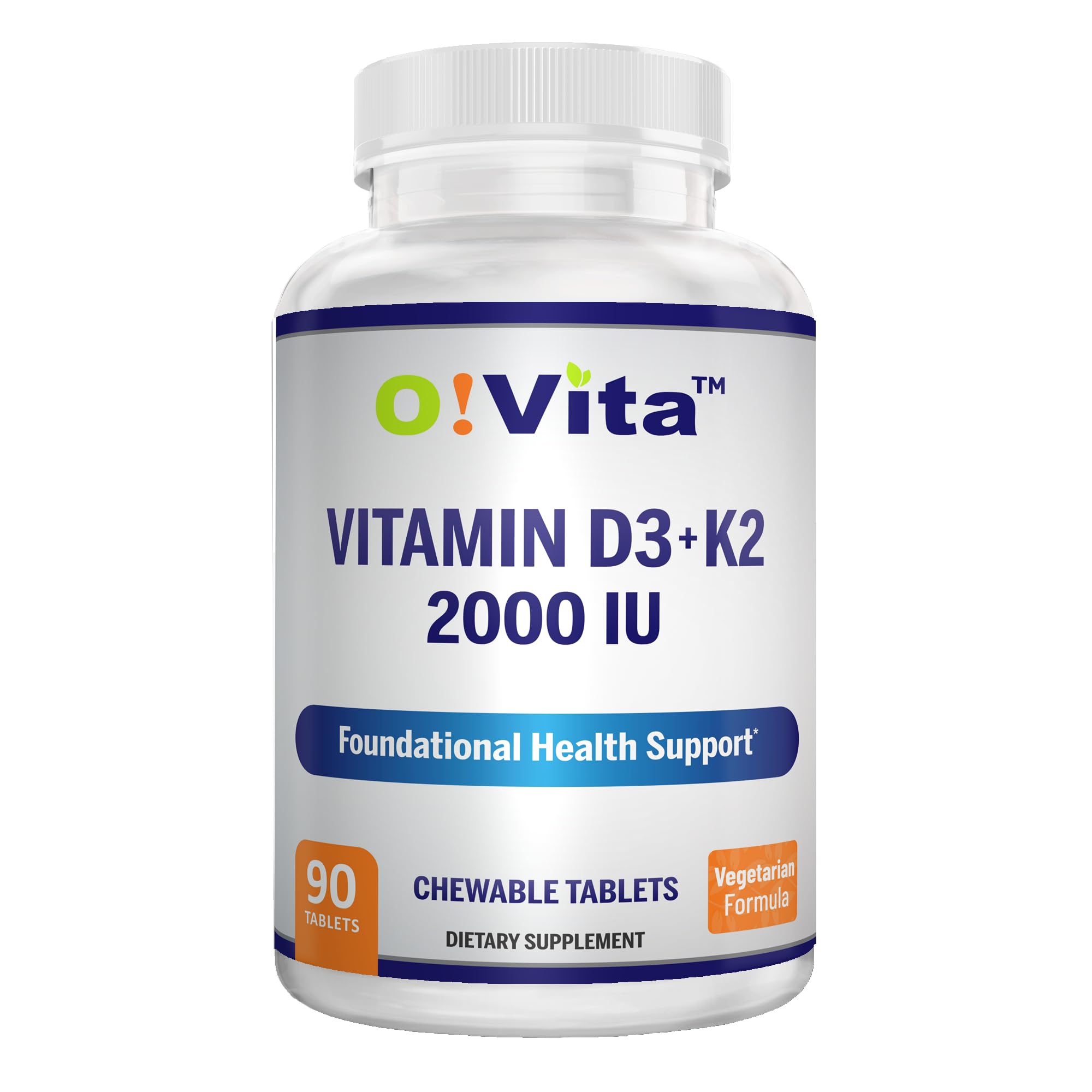 O!VITA Vitamina D3+K2 2000 UI, tabletas masticables 90 unid