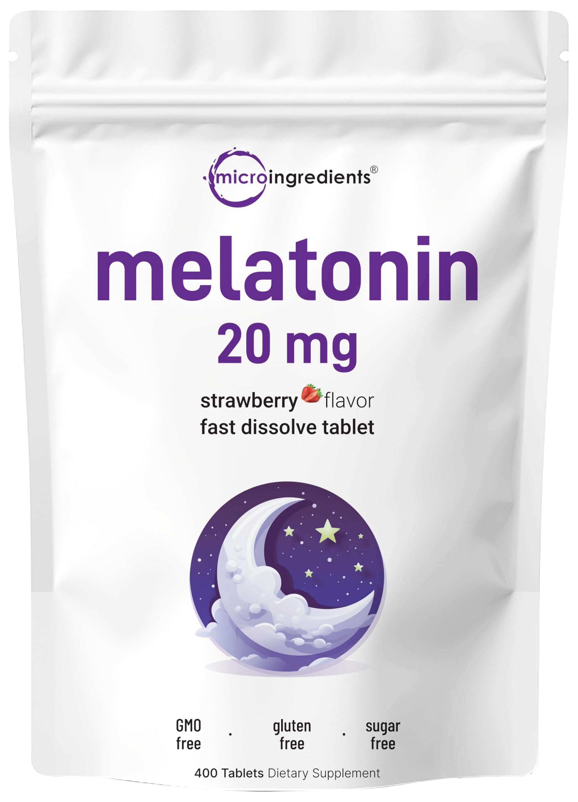 Micro Ingredients Melatonina 20mg Tabletas 400 Unidades Sabor Fresa