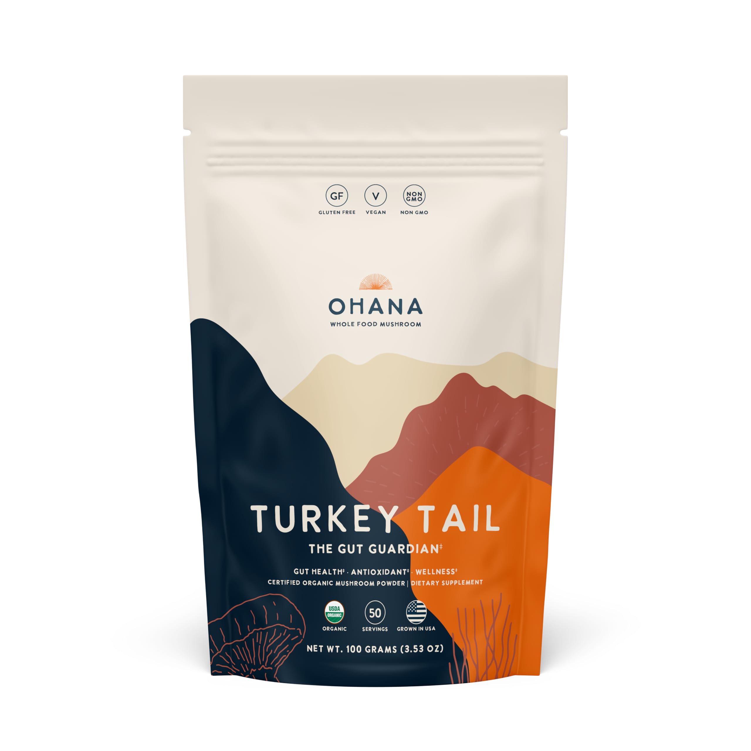 Polvo de hongo Cola de Pavo orgánico Ohana - 3.53 oz | USDA