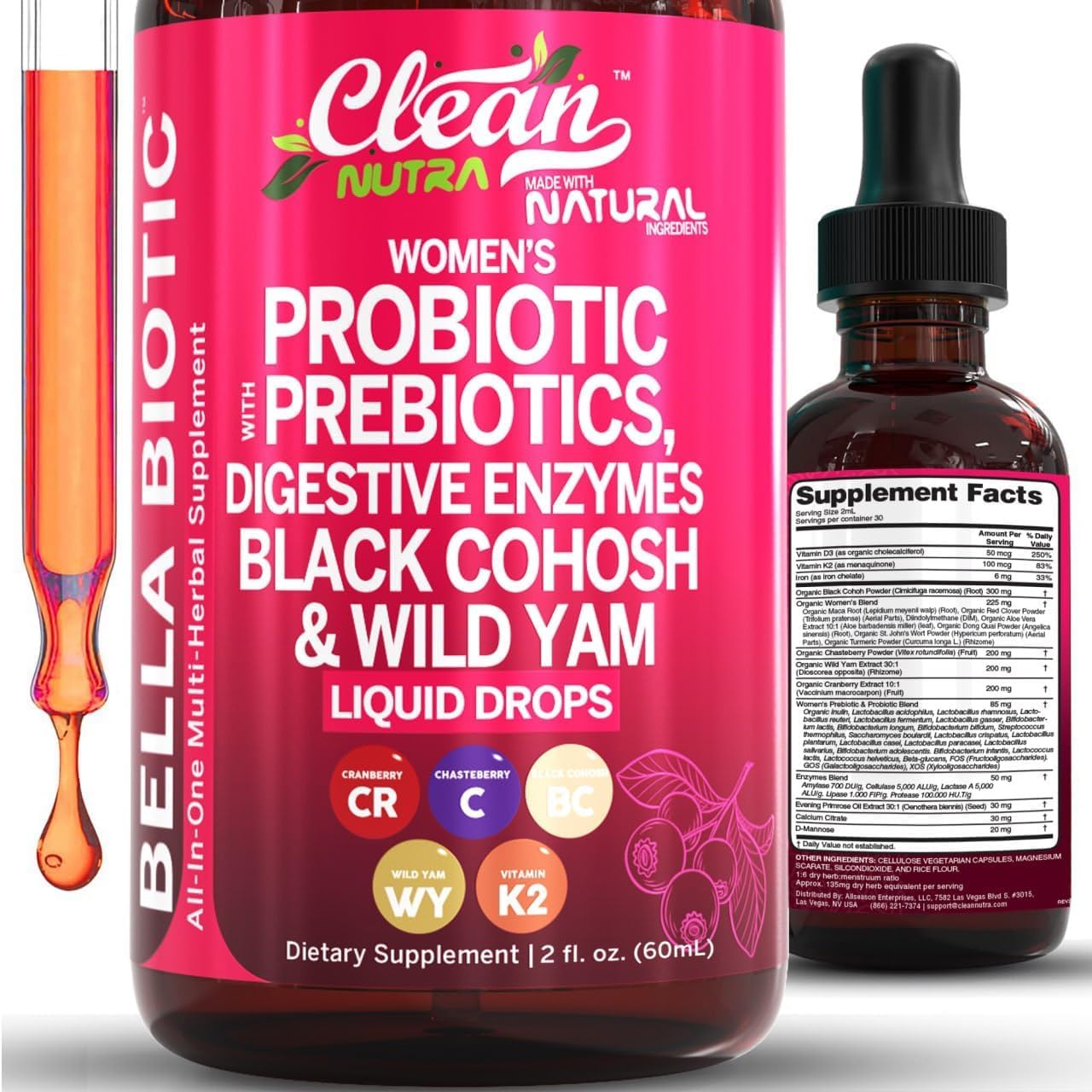Probióticos líquidos para mujeres Bella Biotics 2oz | vitaminas y hierbas