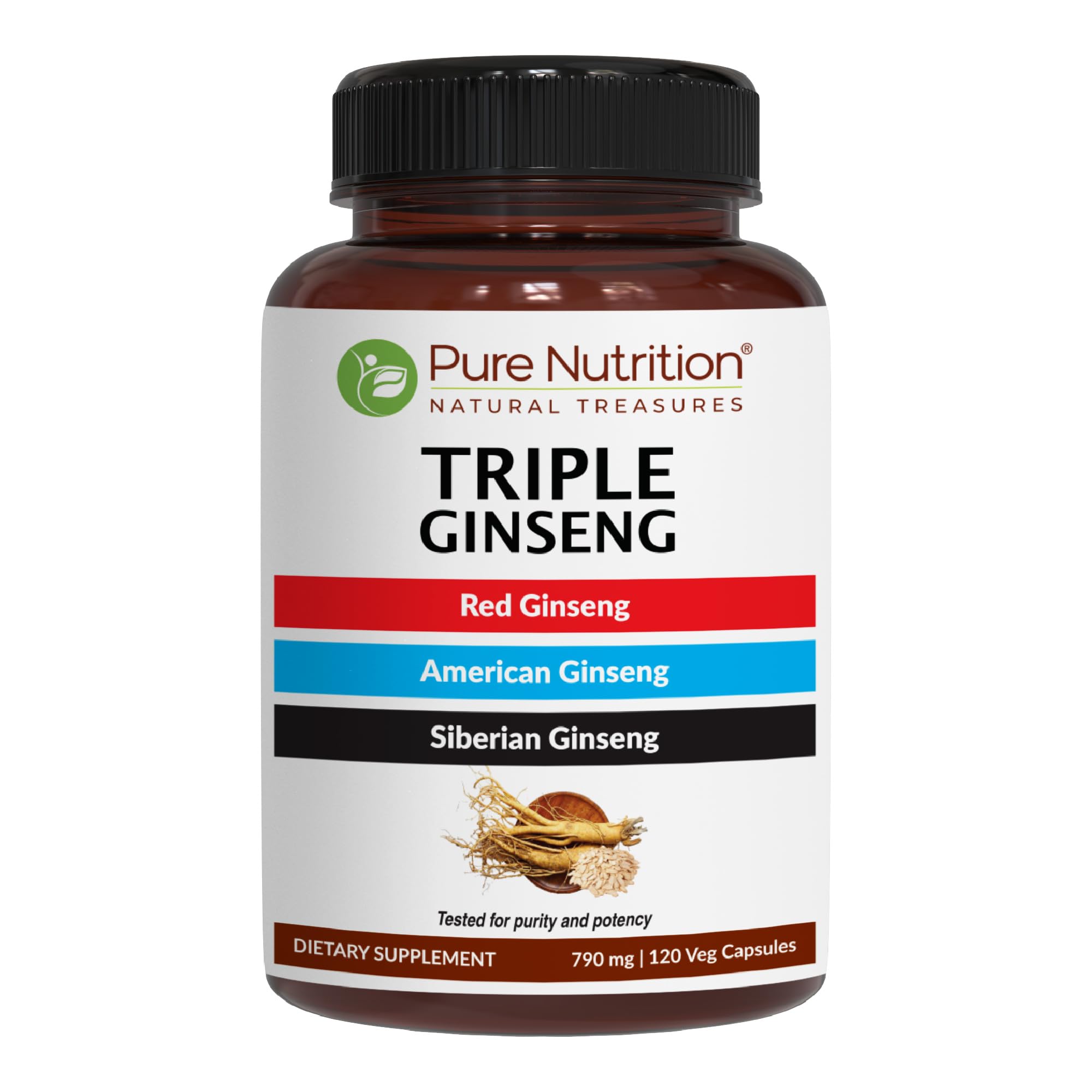 Triple Ginseng Pure Nutrition | Ginseng Rojo, Americano y Siberiano 650mg