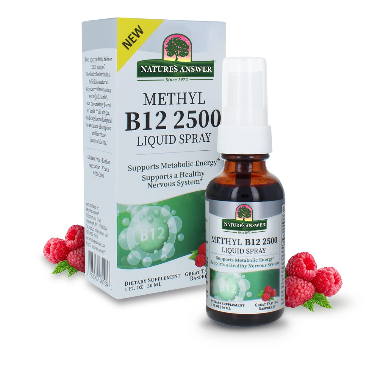 Nature's Answer Spray Metil B12 2500mcg Sin Gluten Vegano No OMG