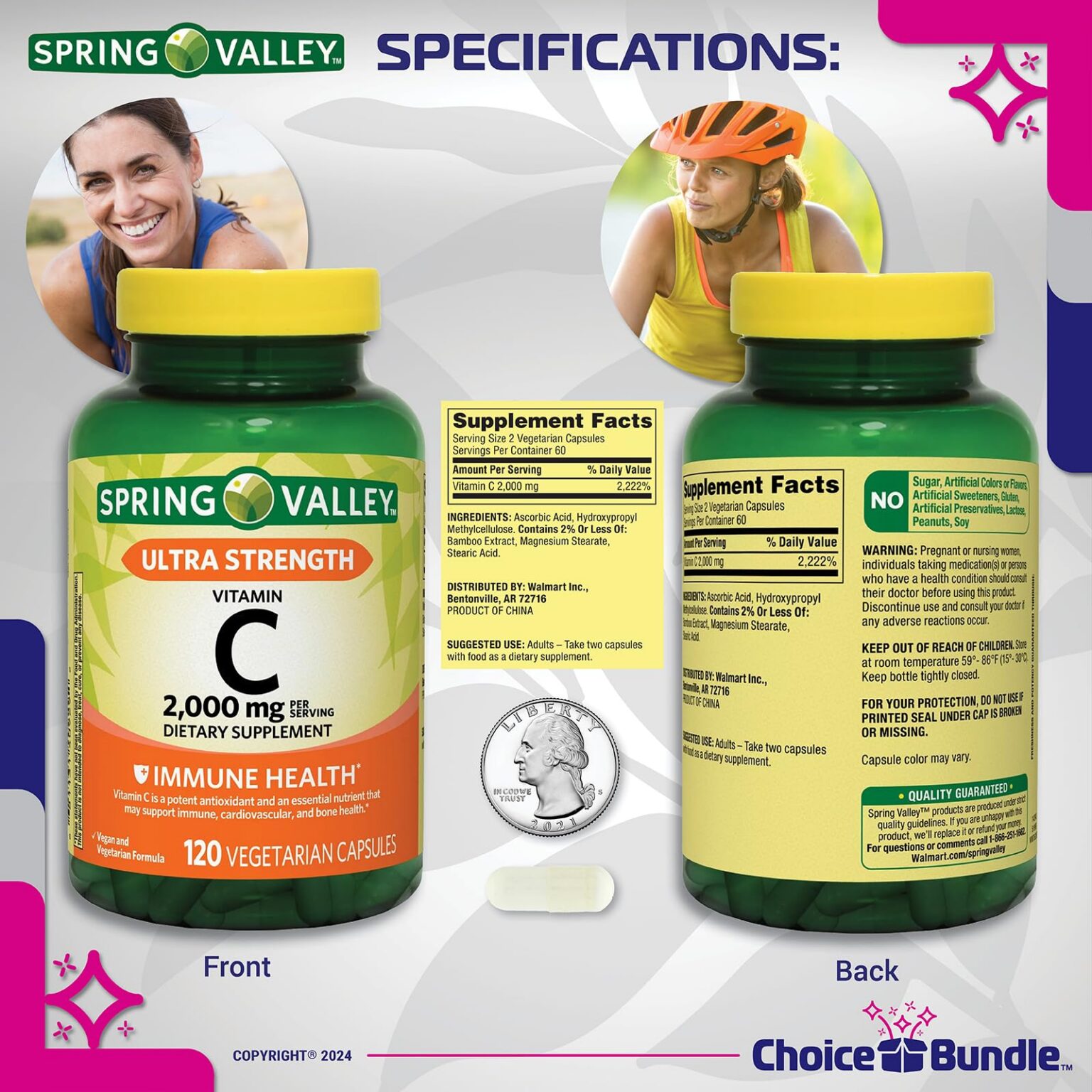 Vitamina C 2000 mg cápsulas Spring Valley 120 ct
