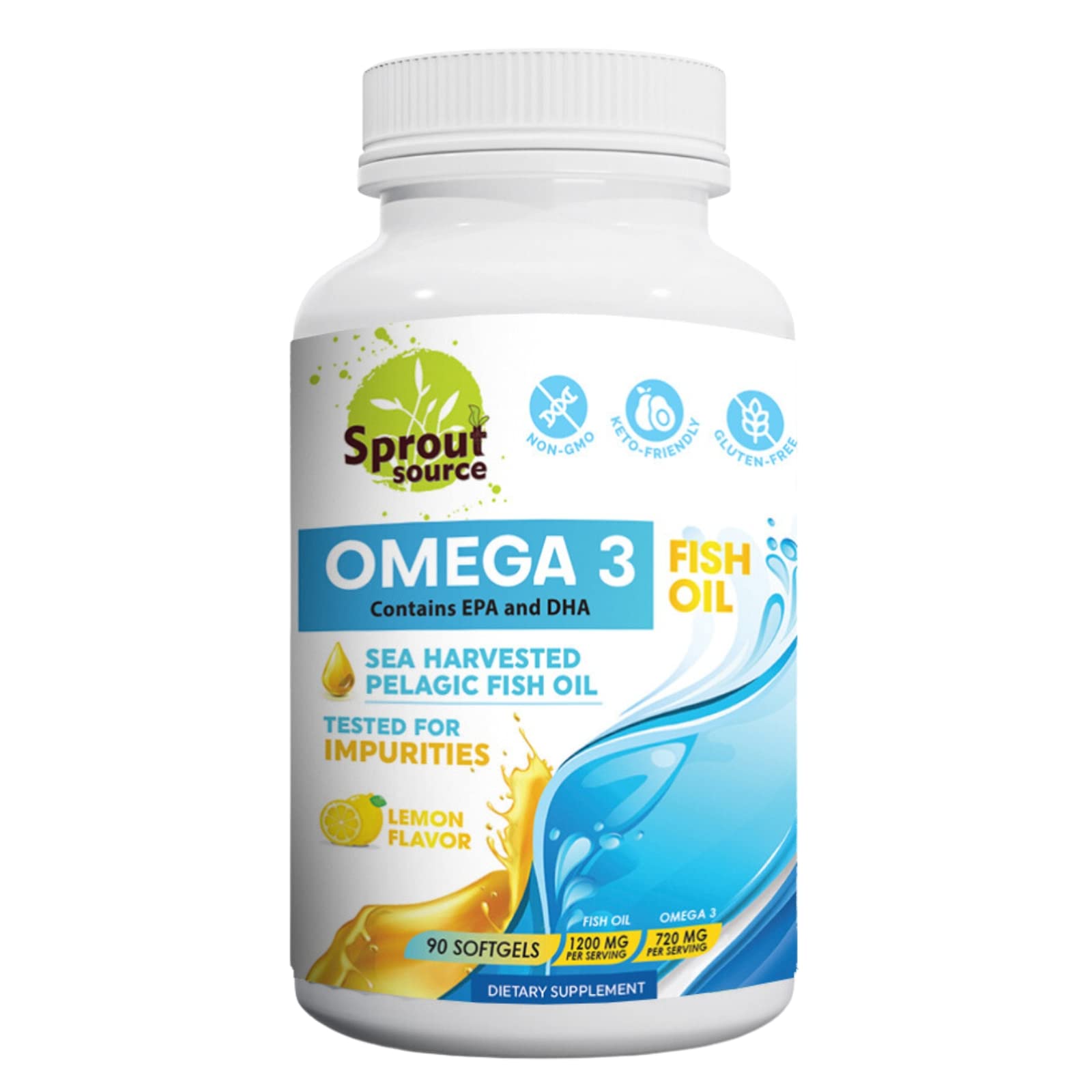 Sprout Source Omega-3 Pelágico 1200 mg EPA/DHA cápsulas limón