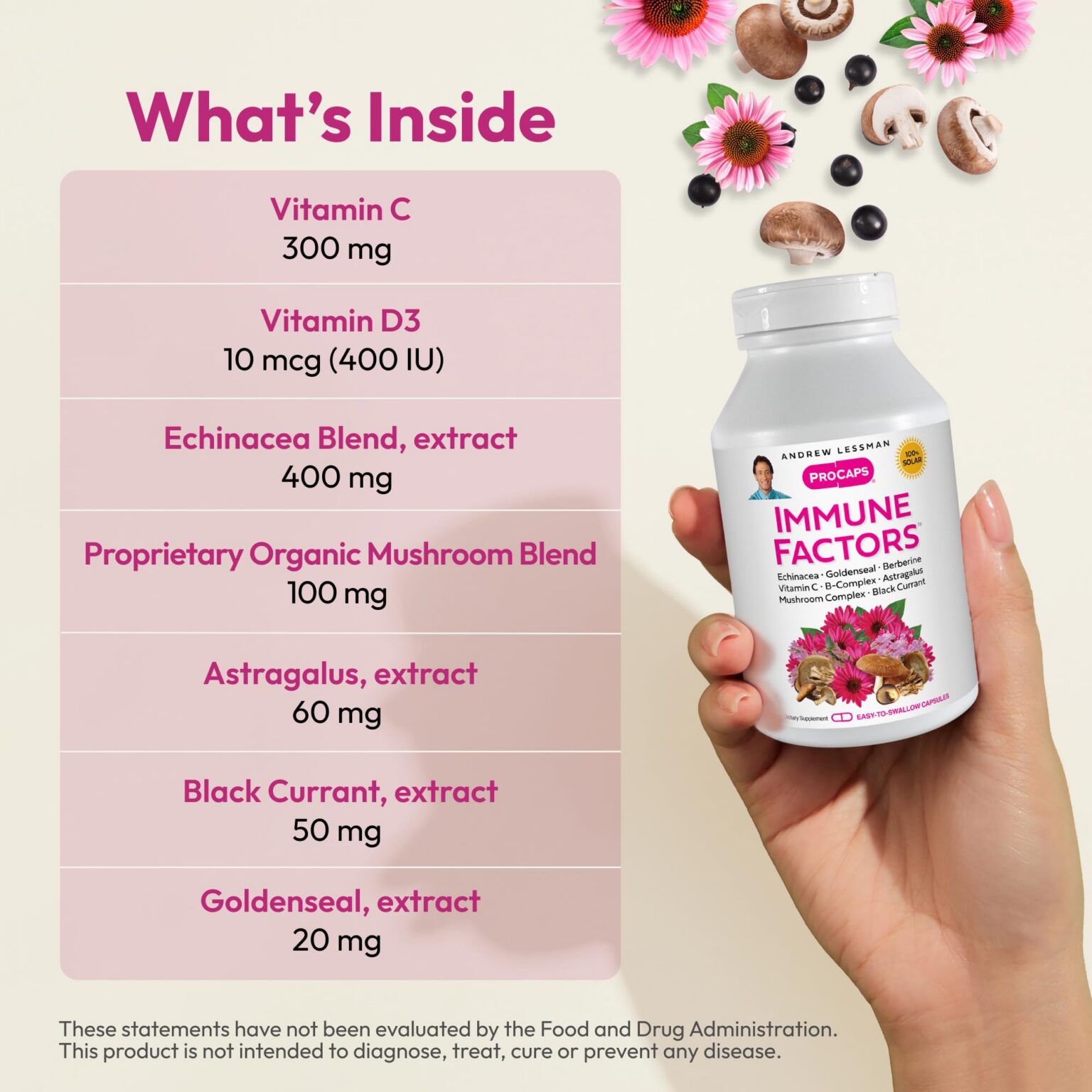 Andrew Lessman Immune Factors 180 cápsulas mezcla botánica natural