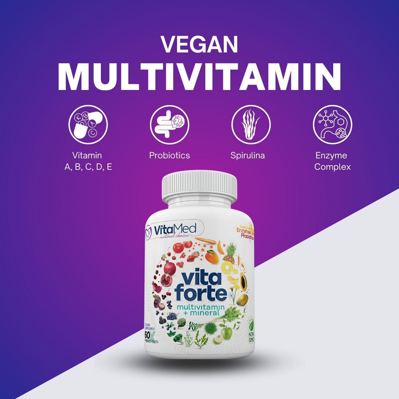 Vita Forte Multivitamínico Vegano | 60 Tabletass | Vitaminas Minerales