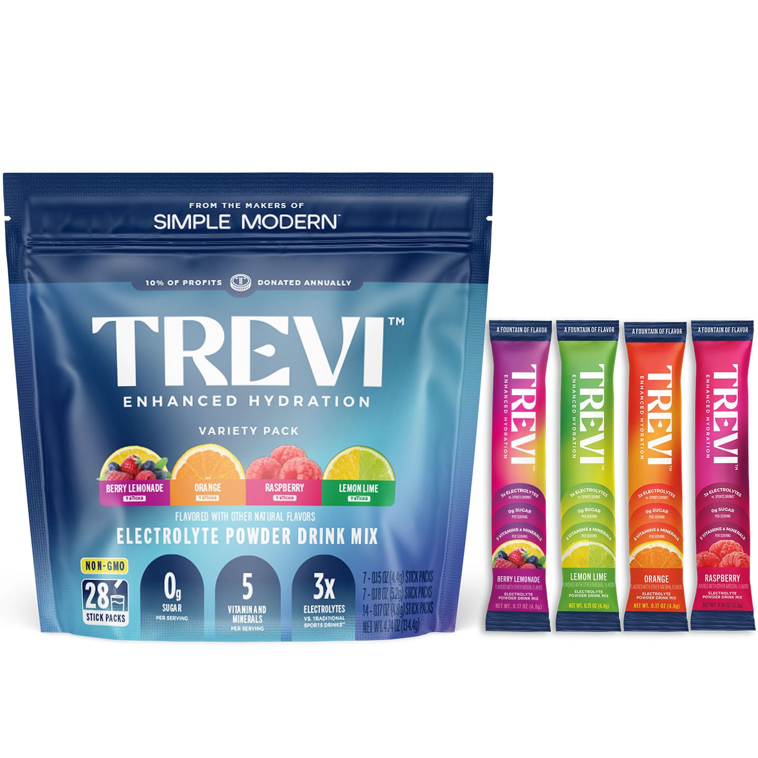 TREVI Electrolytes polvo sin azúcar 28 porciones variadas