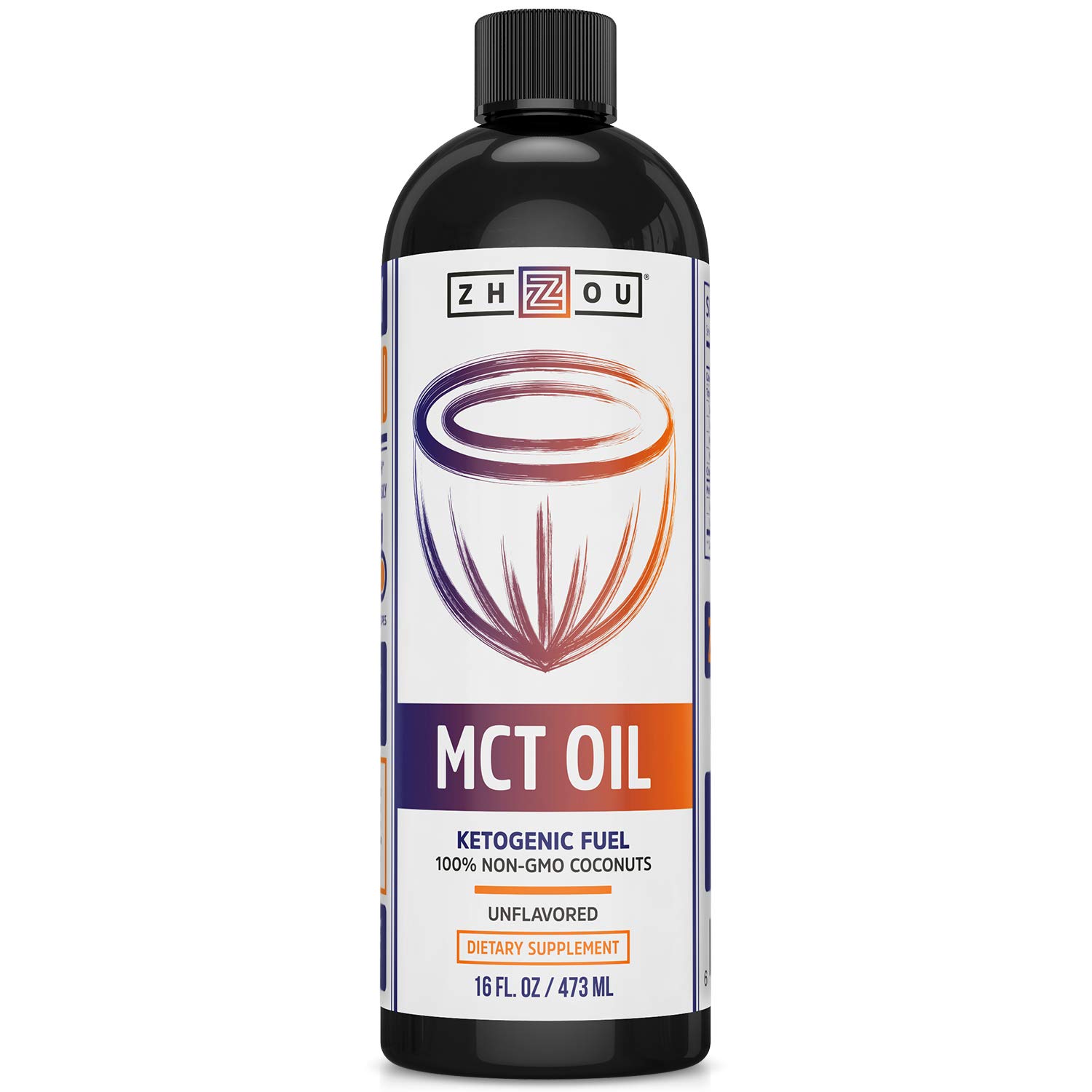 ZHOU MCT Oil sin sabor 16 oz envase plástico fácil de mezclar